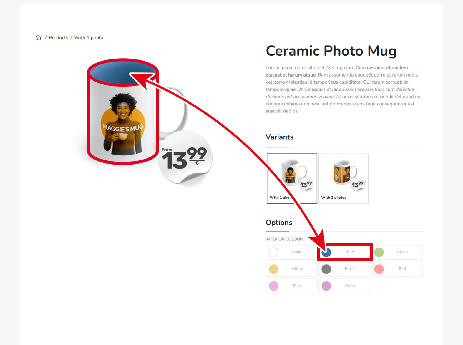 Additional graphics assigned to product options – PIXEL-TECH